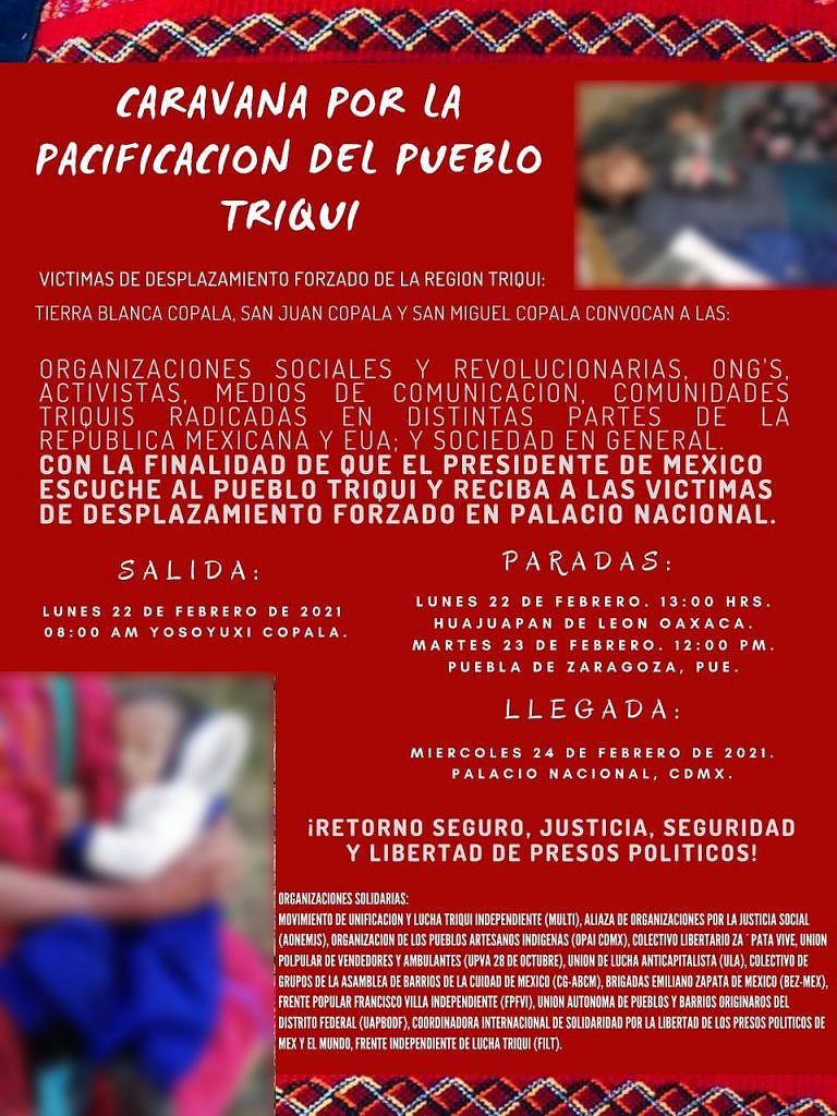 Familias triquis desplazadas anuncian caravana a la Ciudad de México